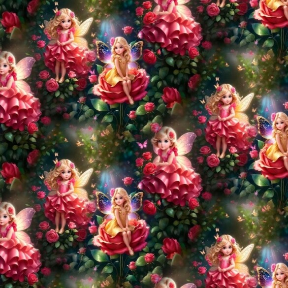 Haldjas roosil trikotaaž digital print - Kangasemu